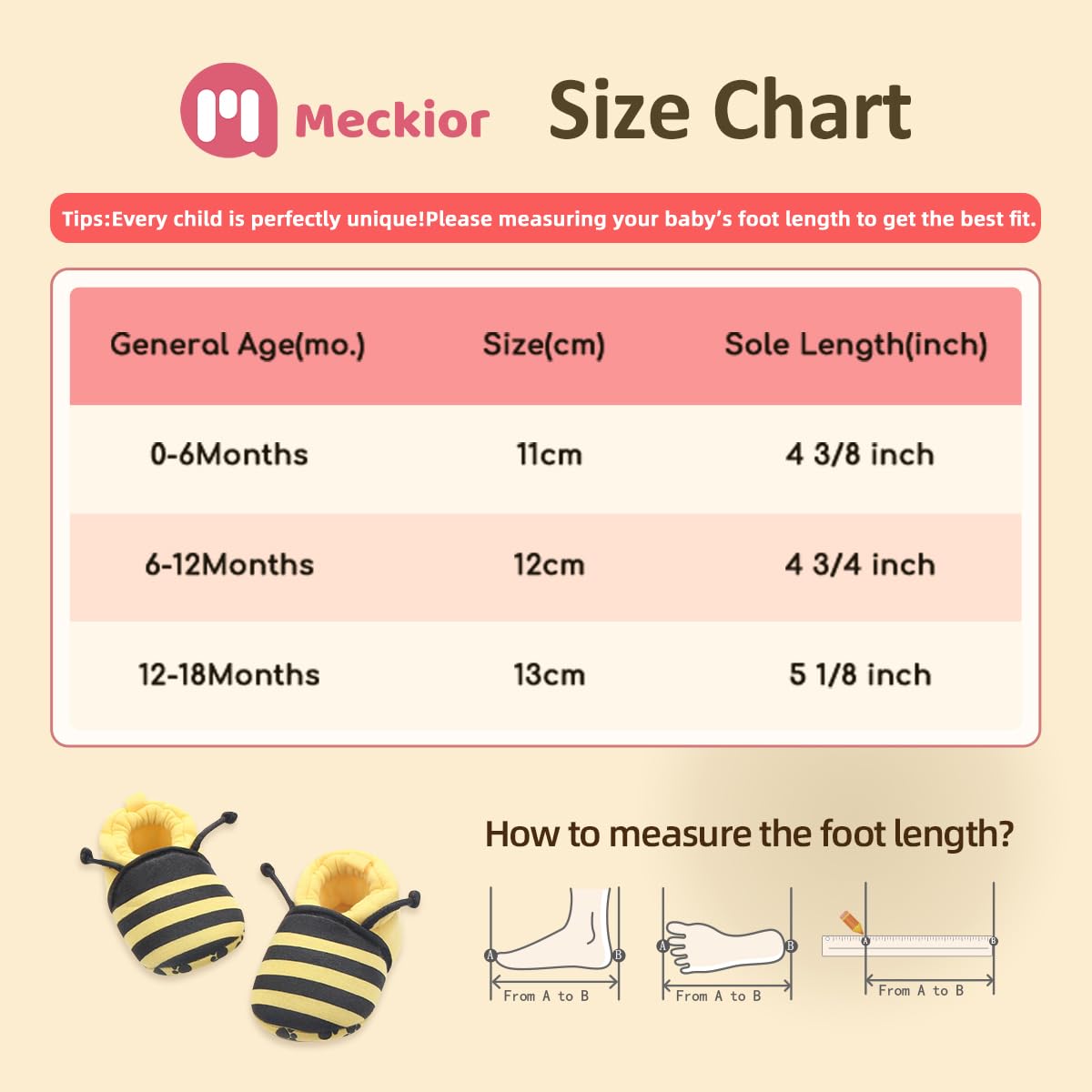 Meckior Save Beautiful Cute Cartoon Infant Unisex Baby Warm Cotton Anti-Slip Soft Sole First Walkers Shoes