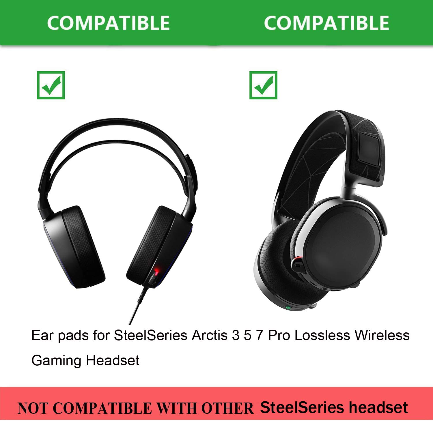Arctis 3/5 / 7/9 Replacement Black Fabric Ear Pads Cushion Compatible with SteelSeries Arctis 3 / Arctis 5 / Arctis 7 Arctis 9 / Arctis 1 / Arctis pro Lossless Wireless Gaming Headset Headphone