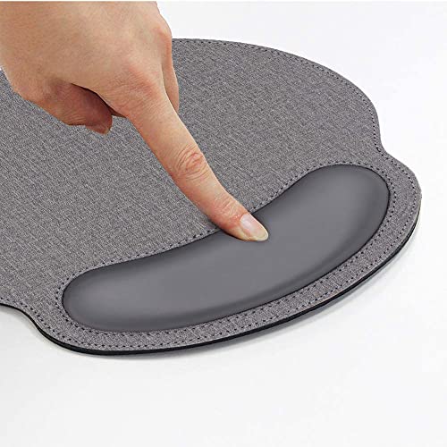 RICHEN Ergonomic PU Leather Mouse Pad with Wrist Support,Comfort Memory Foam,Waterproof Surface,Non- Slip Rubber Base for Computer Laptop & Mac,Lightweight Rest for Home,Office & Travel (Grey)