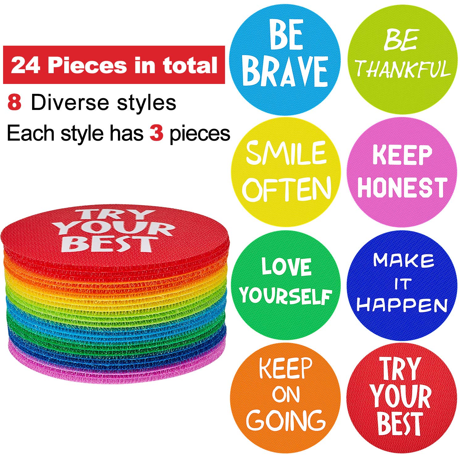 Mudder 24 Pieces 4 Inches Positive Sayings Carpet Markers Classroom Sitting Carpet Markers for Teacher Student