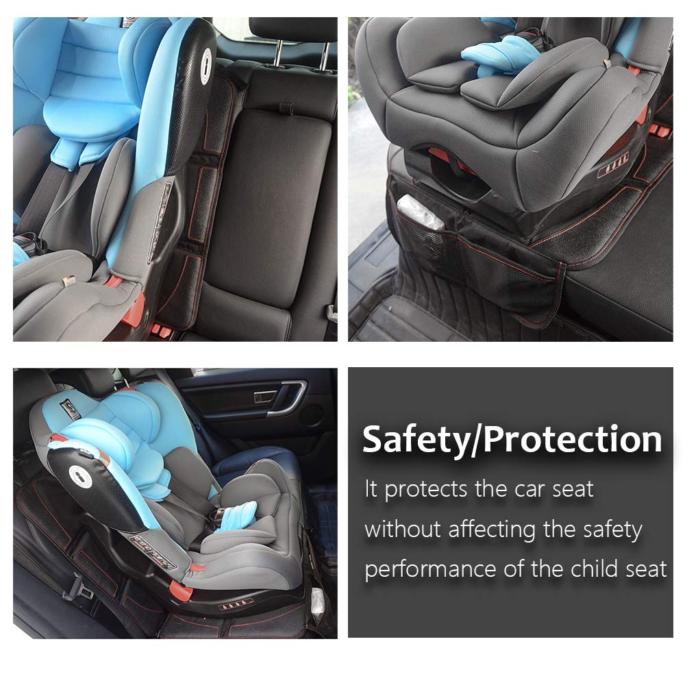 Tnarru Car Seat Protector Black Mayhour 2 Packs Waterproof Dust Resistant Child Baby Pet Leather Seats Cover with Thickest Padding and Non-Slip Backing Mesh Storage Pockets for SUV Sedan Truck (2pcs)