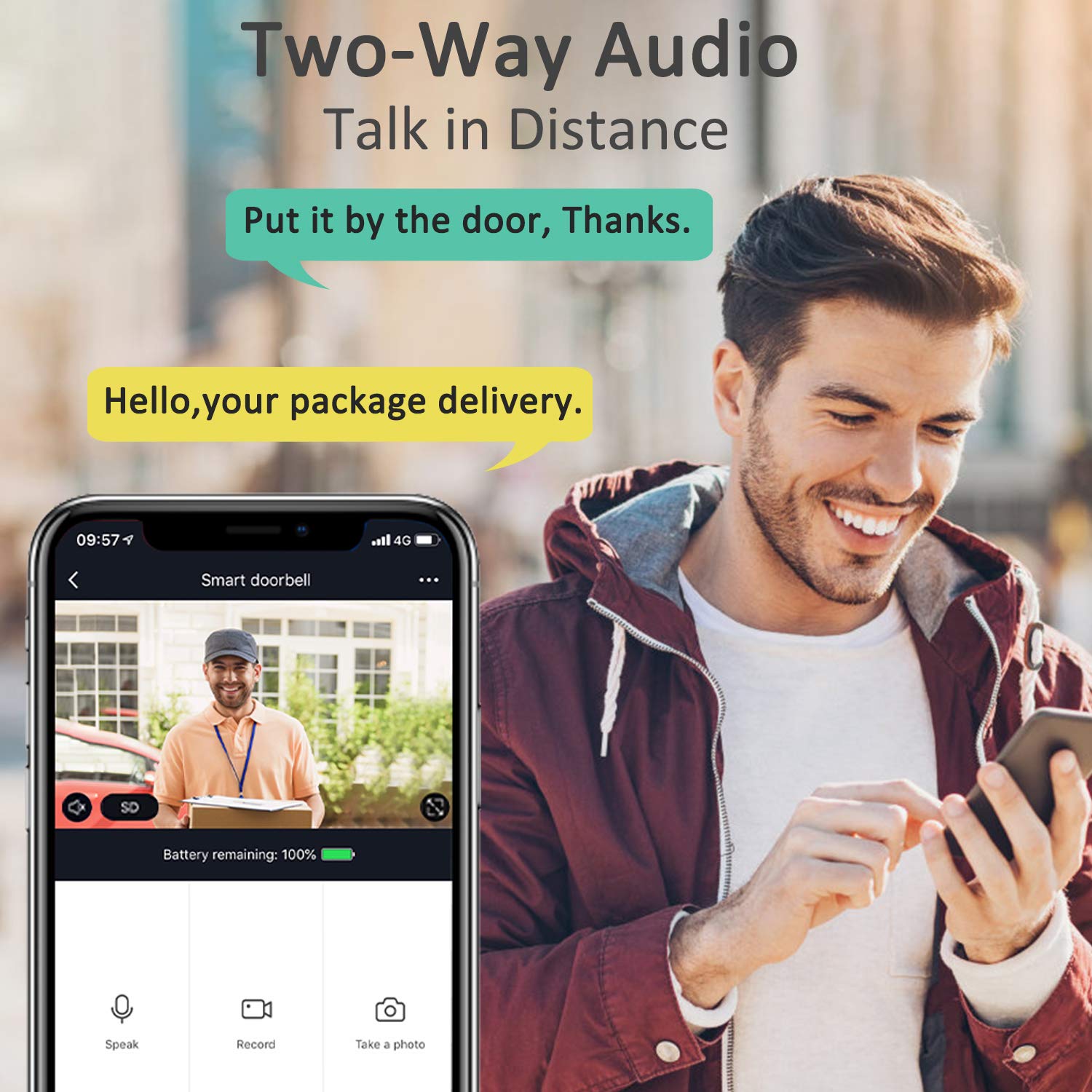 XODO VD1 Smart Home Wireless Security Camera with Night Vision, Waterproof Video Doorbell/WiFi 1080P HD/166°Wide Angel/2-Way Audio/No Monthly Fee/Real-Time Alerts/Rechargeable Batteries