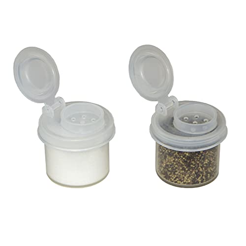 BRAZZA Salt and Pepper Shakers Moisture Proof Set, Perfect to go Camping Picnic Outdoors Kitchen Lunch Boxes Travel Spice Set Clear