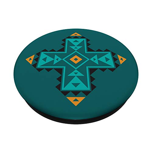 Southwest Geometric Abstract Indian Tribal Cross Pattern PopSockets Grip and Stand for Phones and Tablets