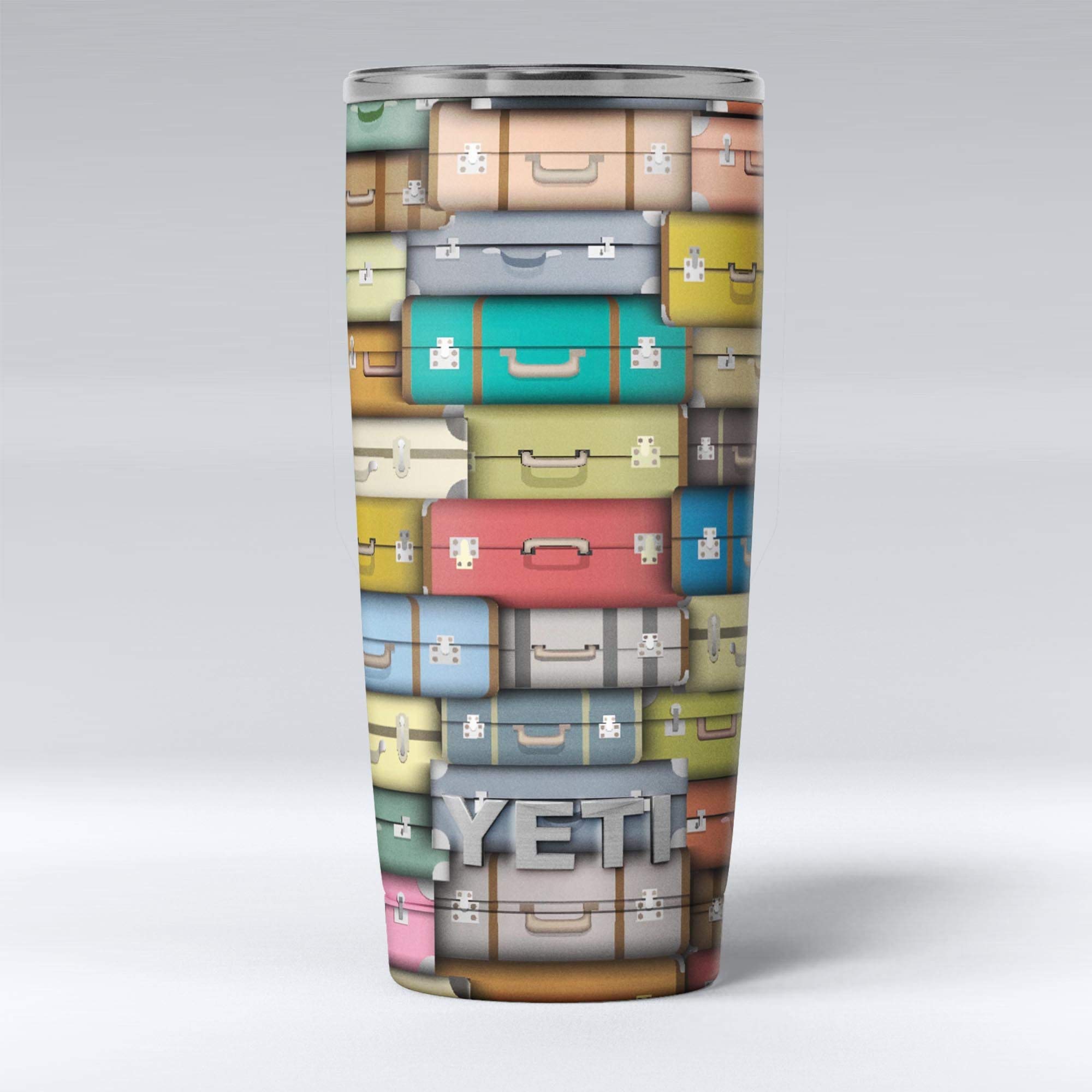 Design Skinz Multicolored Traveling Suitcases - Skin Decal Vinyl Wrap Kit Compatible with The Yeti Rambler Cooler Tumbler Cups