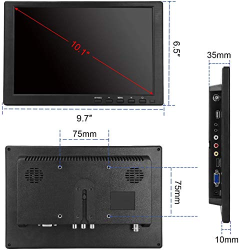 Security Monitors 10" LED Monitors HDMI/BNC/AV/VGA/USB Input 1920x1200 IPS Resolution Touch Buttons Video and Audio Displays CCTV Screen
