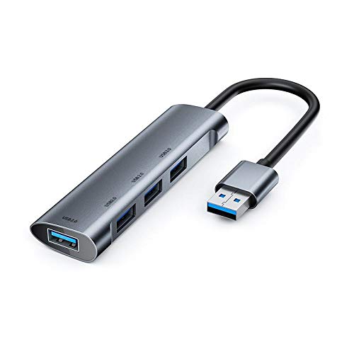 SHANSHIWU USB Hub, 4 Port USB Hub, Ultra Slim Portable Data Hub Applicable for MacBook, Mac Pro, Mac Mini, iMac, Surface Pro, XPS, PC, Flash Drive-Space Grey