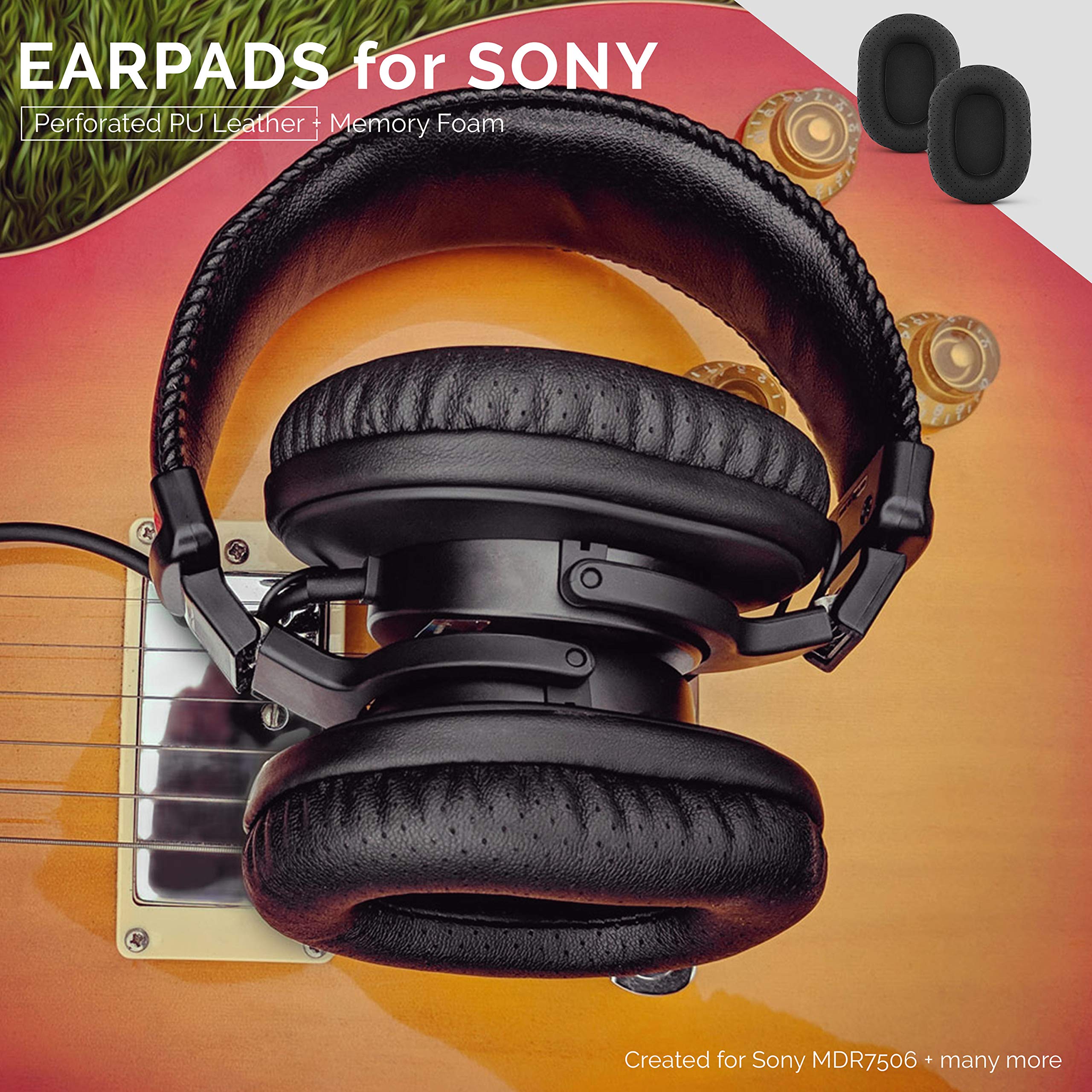 Brainwavz Perforated Replacement Earpads for Sony MDR 7506, V6 & CD900ST with Memory Foam Ear Pad & Suitable for Other On Ear Headphones (Black)