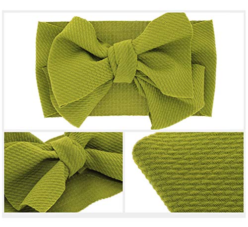 inSowni 9 Pack Solid Big Bow Stretchy Headbands Hair Accessories for Baby Girls Toddlers Kids