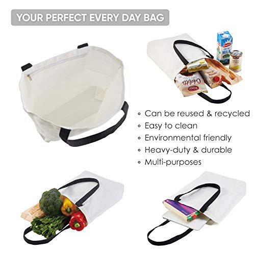 RK ROCHI KOLORI 12oz Heavy Duty Canvas Bags-Pack of 6-15" H x 16" W x 4" D, Long Handle, Flat Bottom…