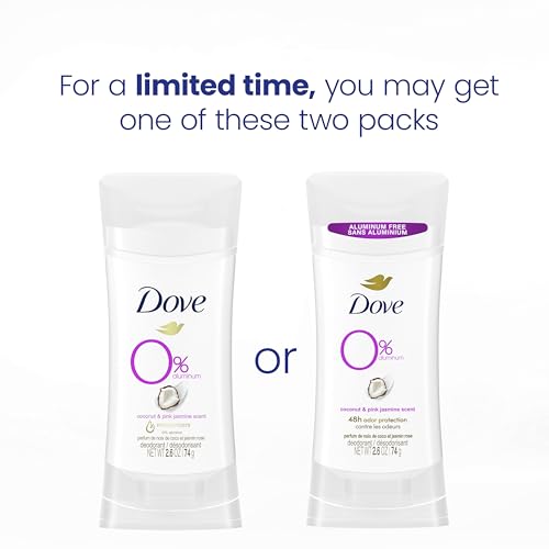 Dove Aluminum Free Deodorant for Women 24-Hour Odor Protection, Coconut and Pink Jasmine, 7.8 Oz, 3 Count