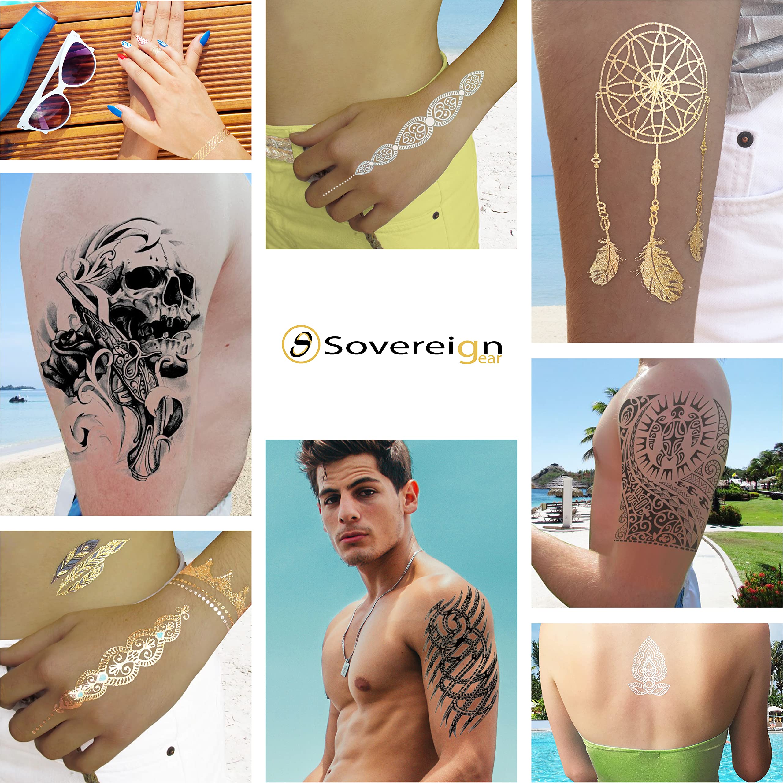 8 Large Sexy Naughty Temporary Tattoos for Women Ladies - Adult Fun for Lower Back Legs Arms Stomach