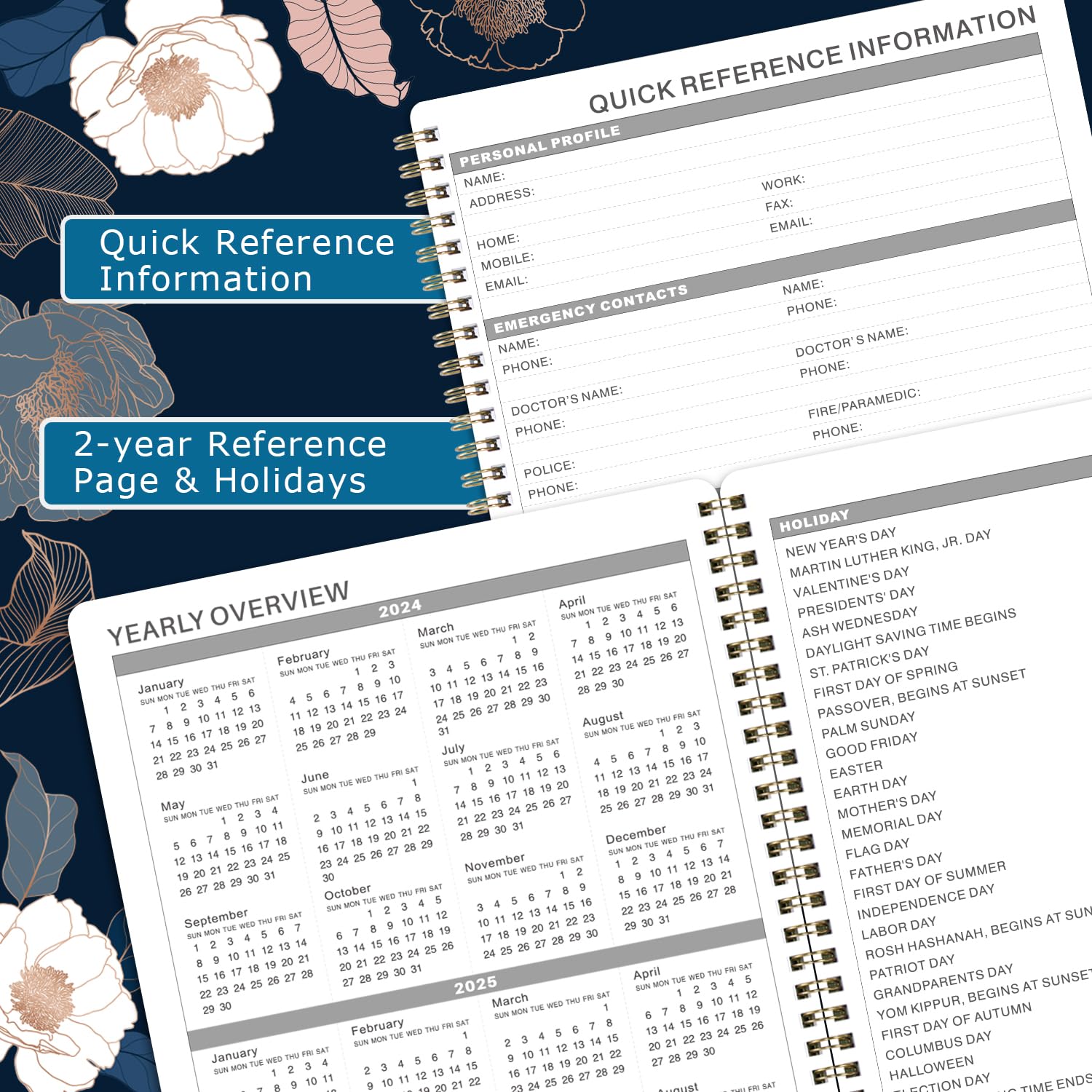 2024 Appointment Book/Planner - Weekly Appointment Book/Planner 2024, Jan. 2024 - Dec. 2024, 2024 Daily Hourly Planner with with 15-Minute Interval, 8"x 10", Printed Tabs + Flexible Cover + Thick