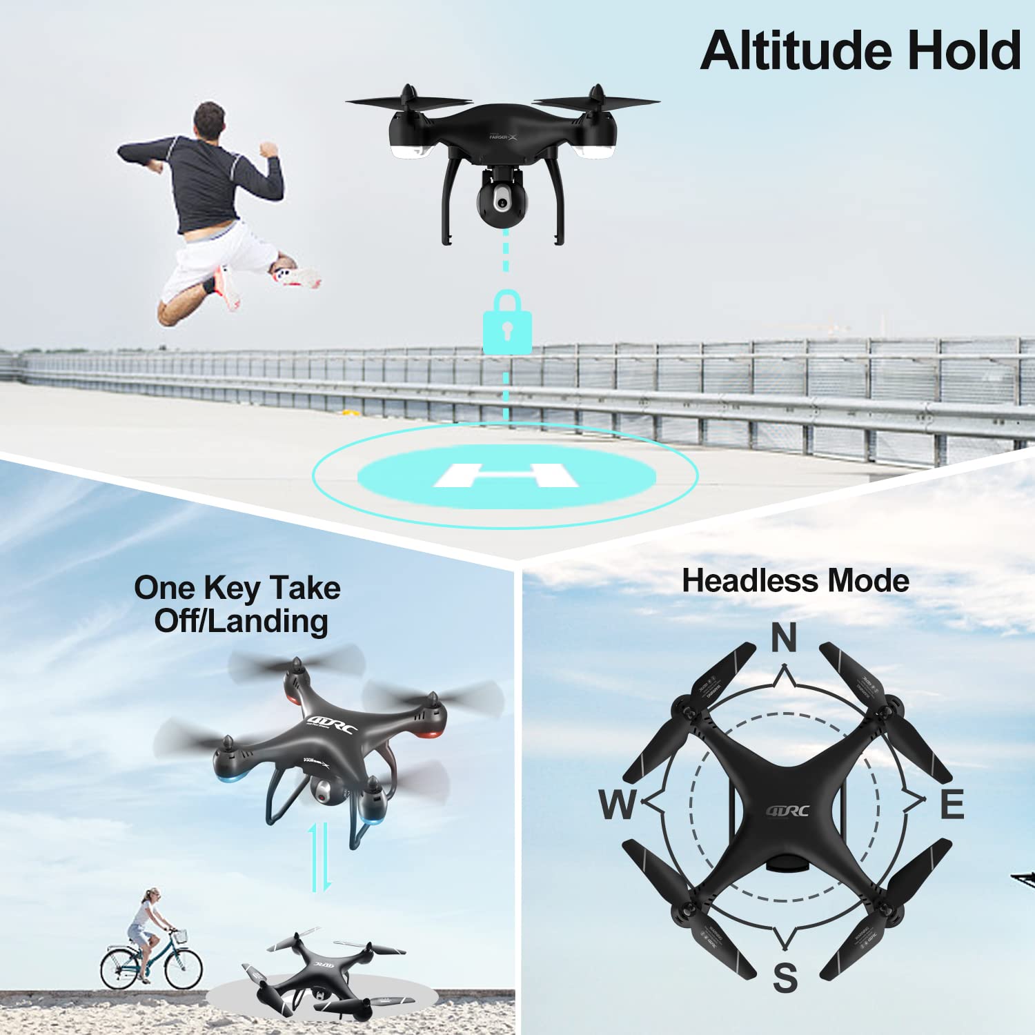 4DRC F1 GPS 4K Drone with Camera for Adults, FPV 5G WiFi FPV RC Quadcopter Beginners,with Auto Return Home, Altitude Hold and GPS Follow Me, Waypoint Fly,2 Batteries, 30 Mins Long Flight,Black