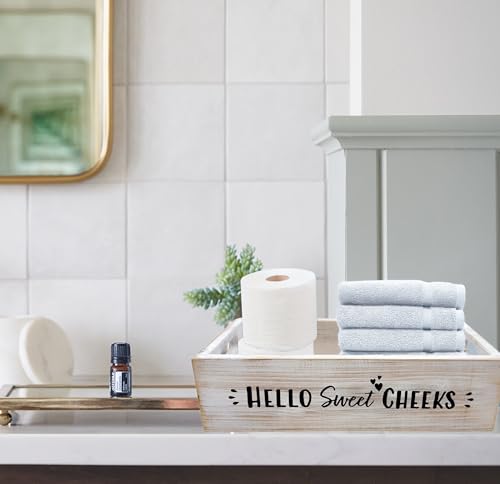 Admired By Nature Distressed Home Décor Toilet Wood Crates Decorative Organizer, Regular, Nice Butt White