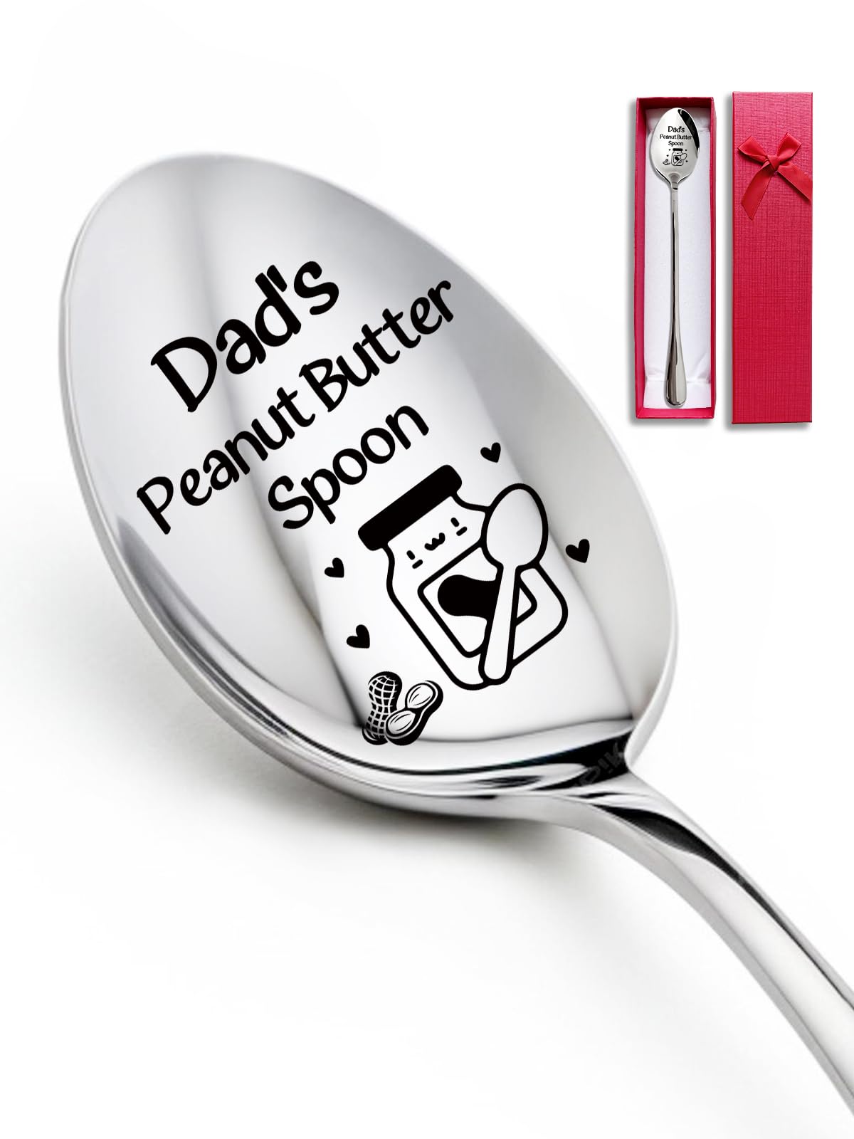 Advivio Dad's Peanut Butter Spoon - Funny Engraved Stainless Steel Peanut Butter Spoons Dessert Spoon Peanut Butter Lovers Gifts, for Dad Dady Father Grandpa Men Birthday Christmas Father's Day Gifts