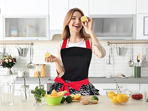 Floosum Black Lace Flirty Apron with Pocket, Fun Retro Sexy Cooking Pinup Aprons for Women Girls