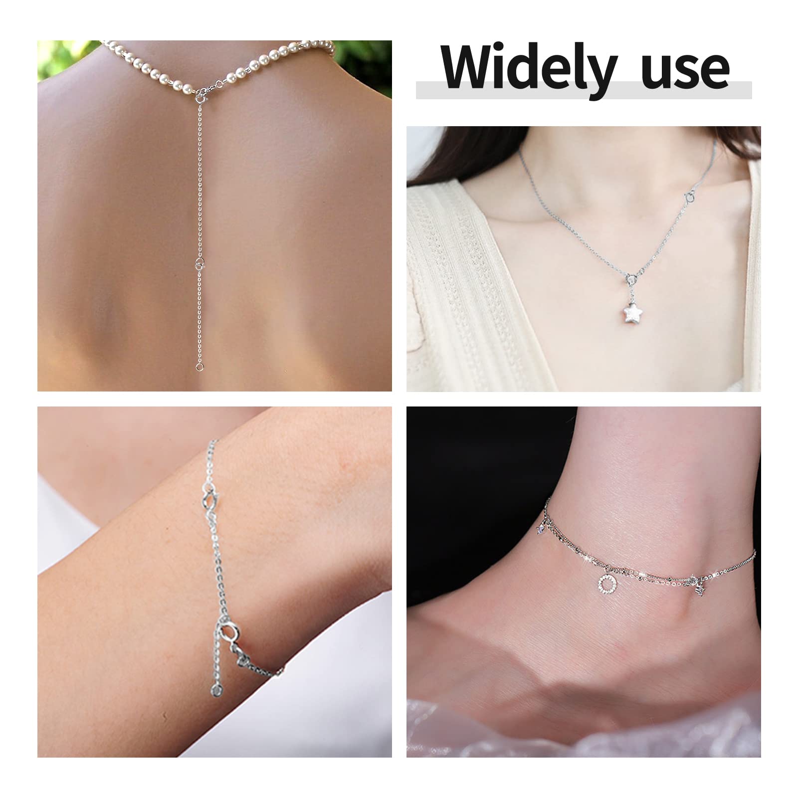 ADMITRY 925 Sterling Silver Necklace Extender,Durable Chain Extenders,Necklace Bracelet Anklet Jewelry Extension for Women (1 2 3 Inch)
