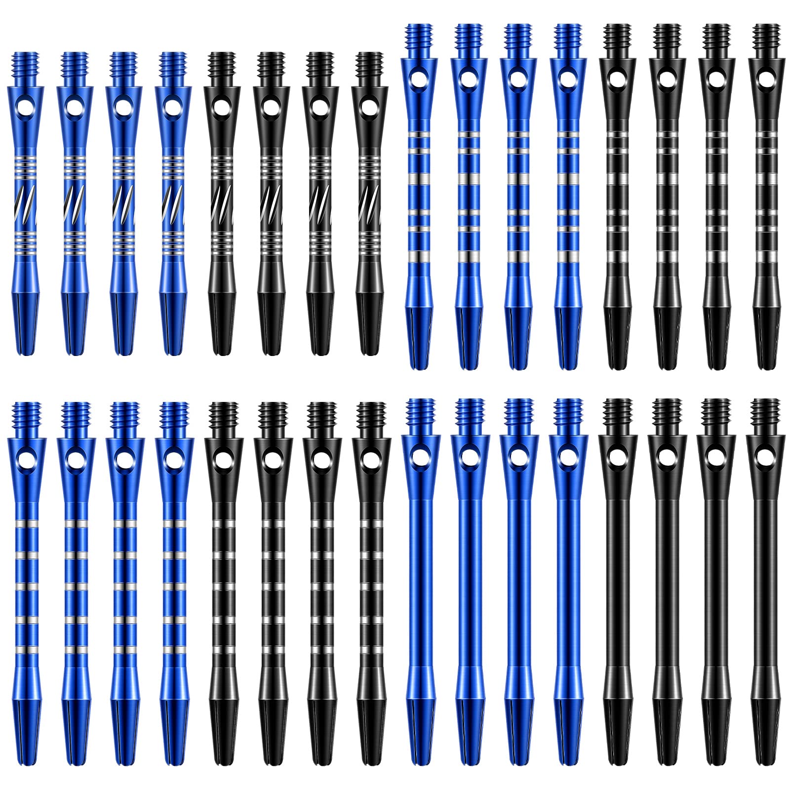 30 Pcs Medium Dart Shafts for Soft and Steel Tips 2BA Thread Aluminium Alloy Dart Stems 50 mm 53 mm with Rubber Rings Replacement Harrows Dart Accessories and Flights