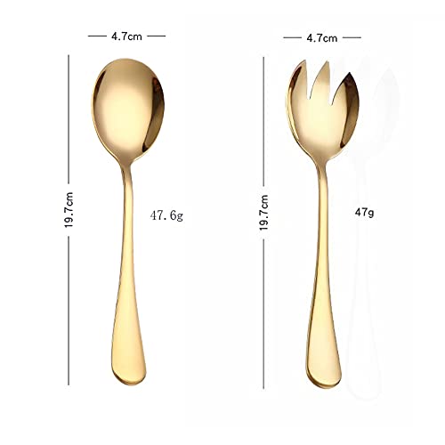 ARFUKA Salad Server Set Stainless Steel Salad Servers Salad Spoons and Fork Salad Serving Utensils Salad Lifters for Tossing and Serving Pack of 2 (Gold)