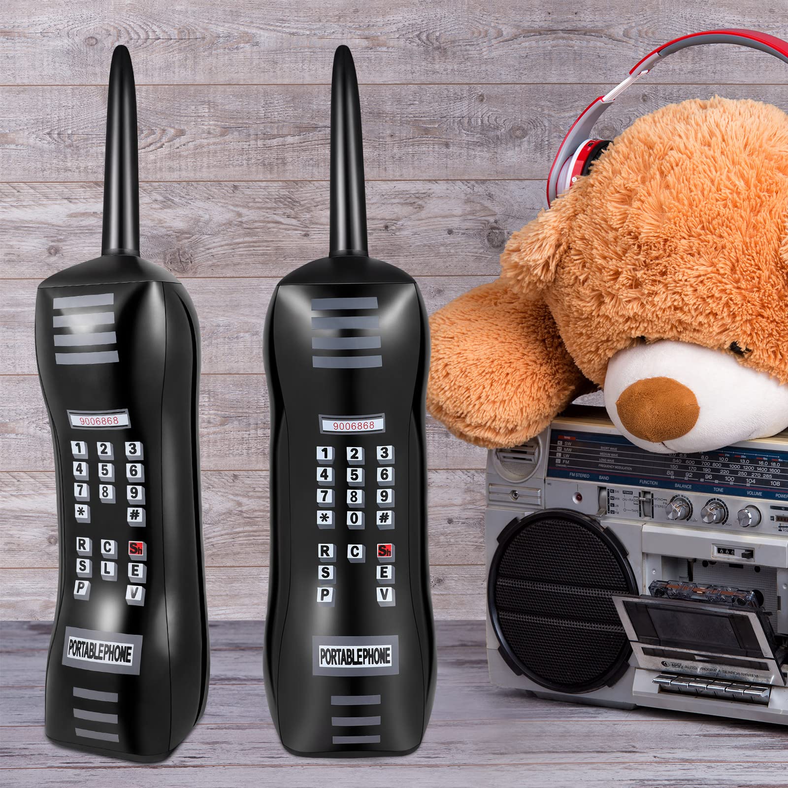 4 Pcs Inflatable Phone 80s 90s Halloween Party Decorations Retro Inflatable Mobile Phone Props for Halloween Hip Hop Theme Birthday Party Decorations Supplies, 26 Inch