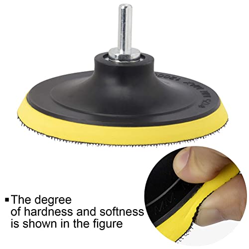 5 Inch(125mm) Hook and Loop Buffing Pad for Sanding Discs, Rotary Backing Pad with M14 Drill Attachment Adapter and Soft Foam Layer