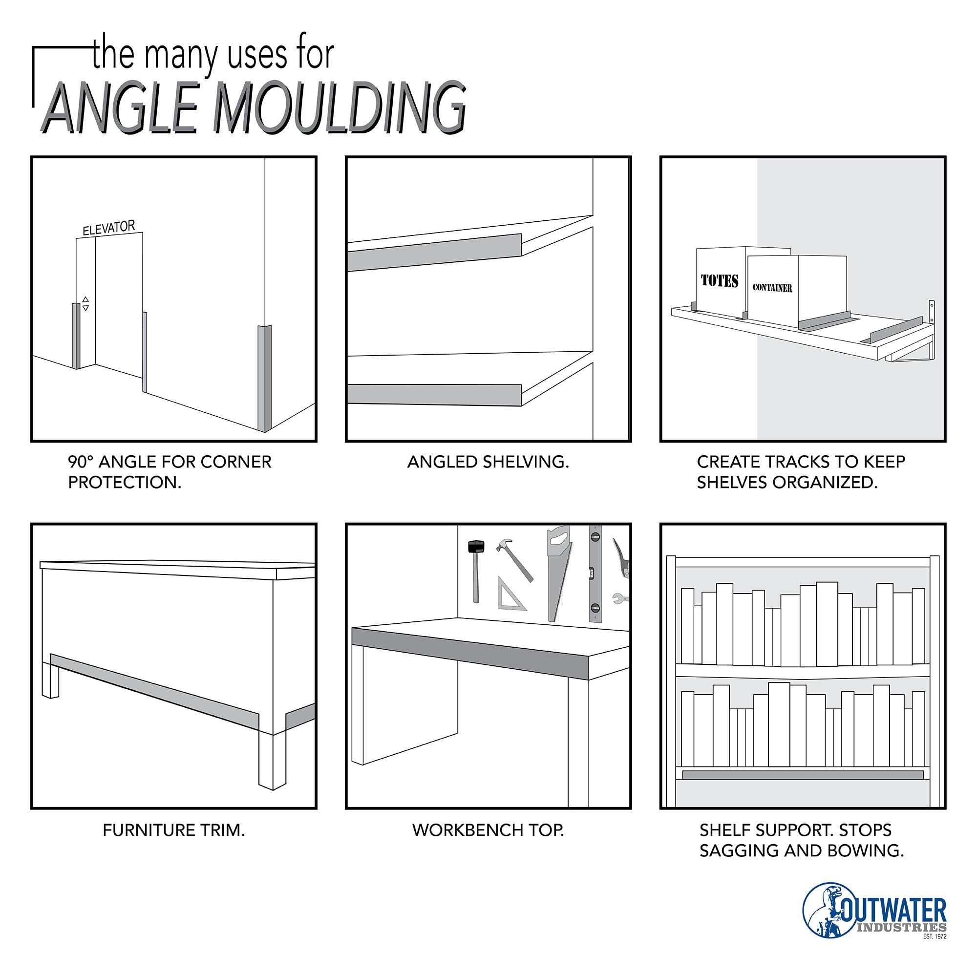 Outwater Plastics 1935-Bk Black 3/4'' X 3/4'' X 5/64'' (.078'') Thick Styrene Plastic Even Leg Angle Moulding 72 Inch Lengths (Pack of 10 Pieces, 60 feet Total)