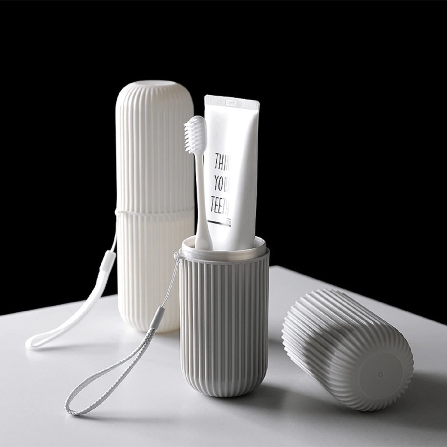Travel Toothbrush Case, 7.6'' Long Plastic Toothbrush Storage Portable Toothbrush Toothpaste Container ToothBrushes Box Packed for Personal Oral Care Used in Business, Travel, Outdoors Use. (Grey)