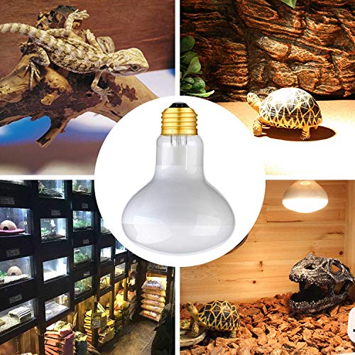 Reptile Heat Lamp Bulb 100W, Daylight Bulb for Reptile ,Basking Spot Heating Light UVA Glass Heat Bulb Soft White Bulb for Bearded Dragon Lizard Turtle -2 Pack