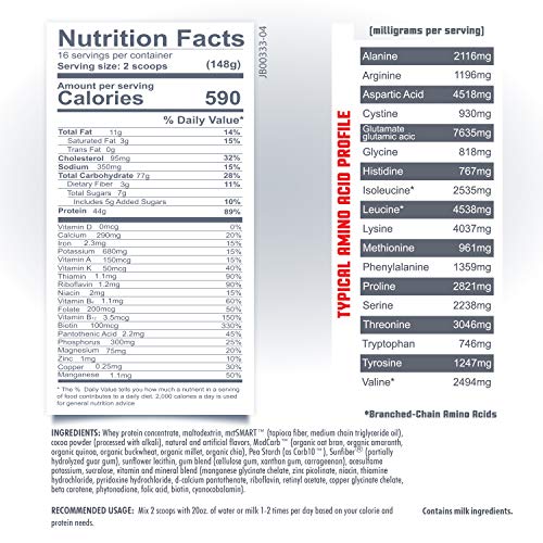 Betancourt Nutrition Lean Gainz Protein Blend, Natural Protein, Carbohydrates, Saturated Fatty Acids, Powder 5.3 lb. (16 Servings), Chocolate Brownie