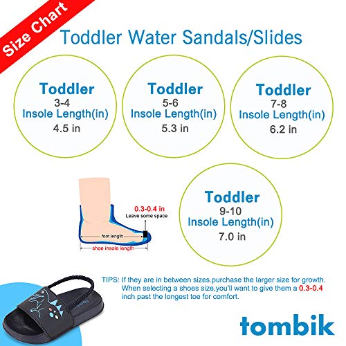 tombik Toddler Sandals Boys Pool Slipper Slides Kids Water Shoes for Beach Navy/Dinosaur 7-8 US M Toddler