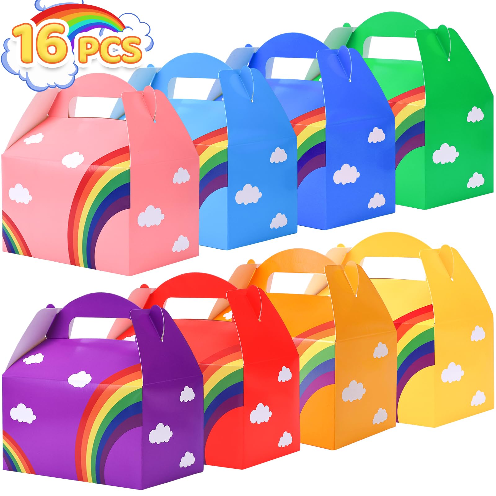 JOHOUSE 16PCS Party Favor Boxes, Paper Gift Boxes Candy Treat Box Assorted Colors for Kids Birthday Party Wedding Decorations