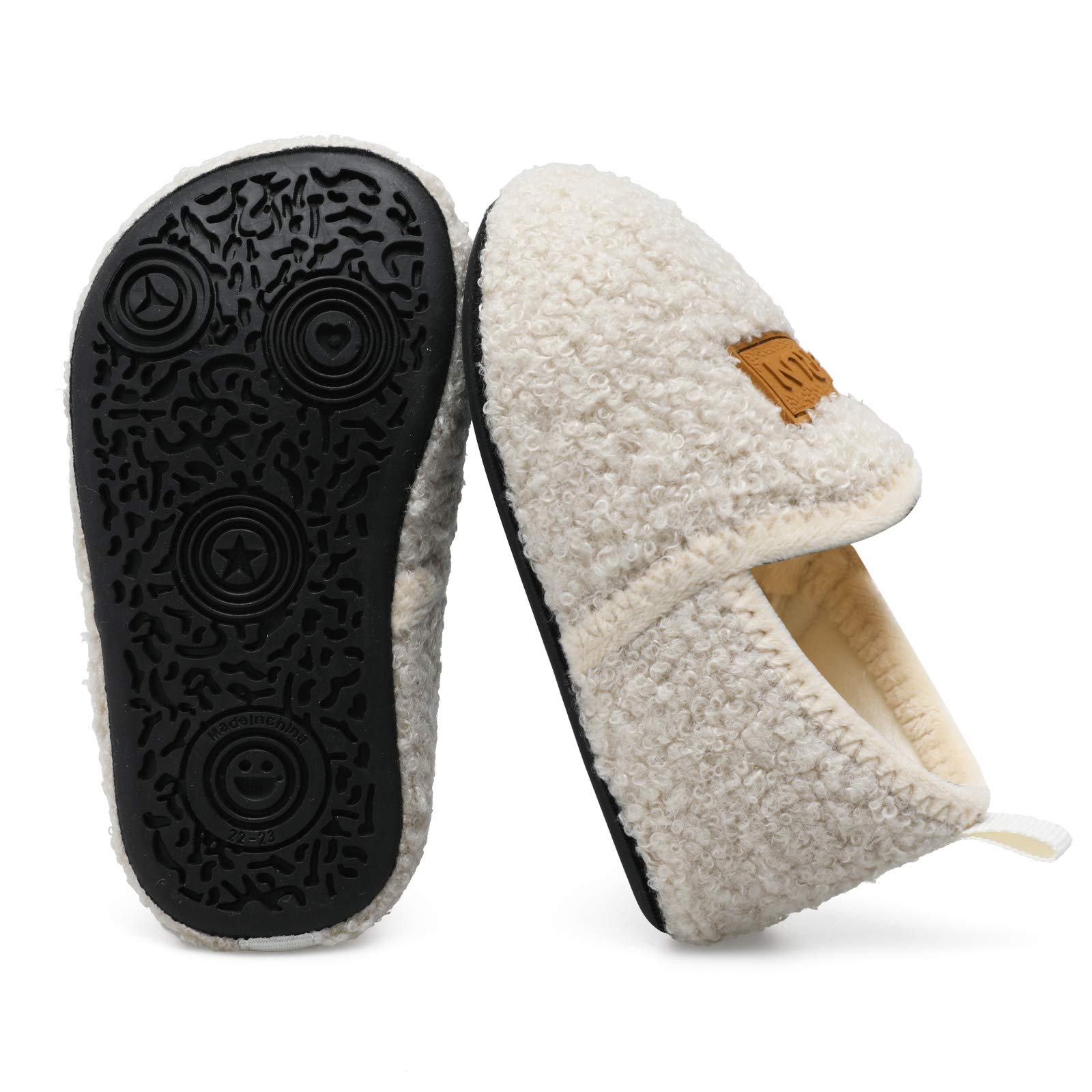 L-RUN Toddler Slipper Girl/boy Indoor House Slipper Beige 5.5-6 Infant=EU22-23