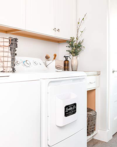 Lint Bin for Laundry Room Modern Farmhouse Decor Magnetic Container - Includes Wall or Magnetic Mount Accessories With Sign