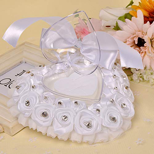 Amosfun Ring Bearer Heart Shape Bride Ring Cushion Ring Pillow for Wedding Engagement Ceremony Supplies