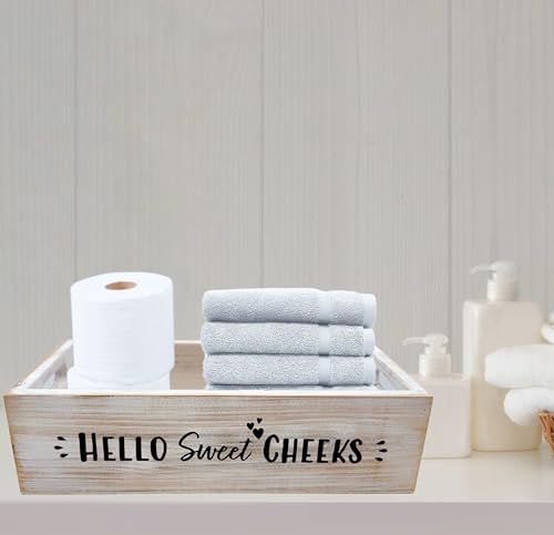 Admired By Nature Distressed Home Décor Toilet Wood Crates Decorative Organizer, Regular, Nice Butt White