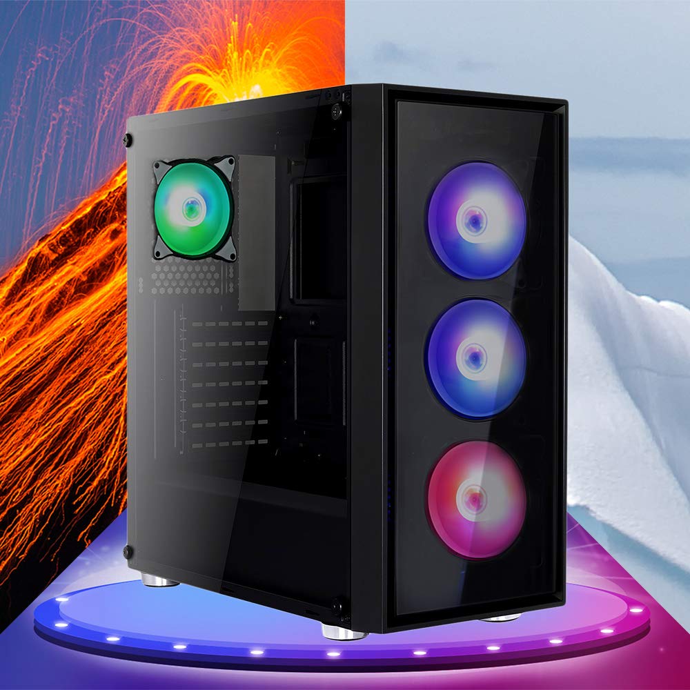 4 pcs PC Case Cooling Fan Computer Case Fan,Long Life 120mm High Airflow Quiet Edition Changeable Colourful LED Case Fan for PC Cases, Radiators 4-Pack
