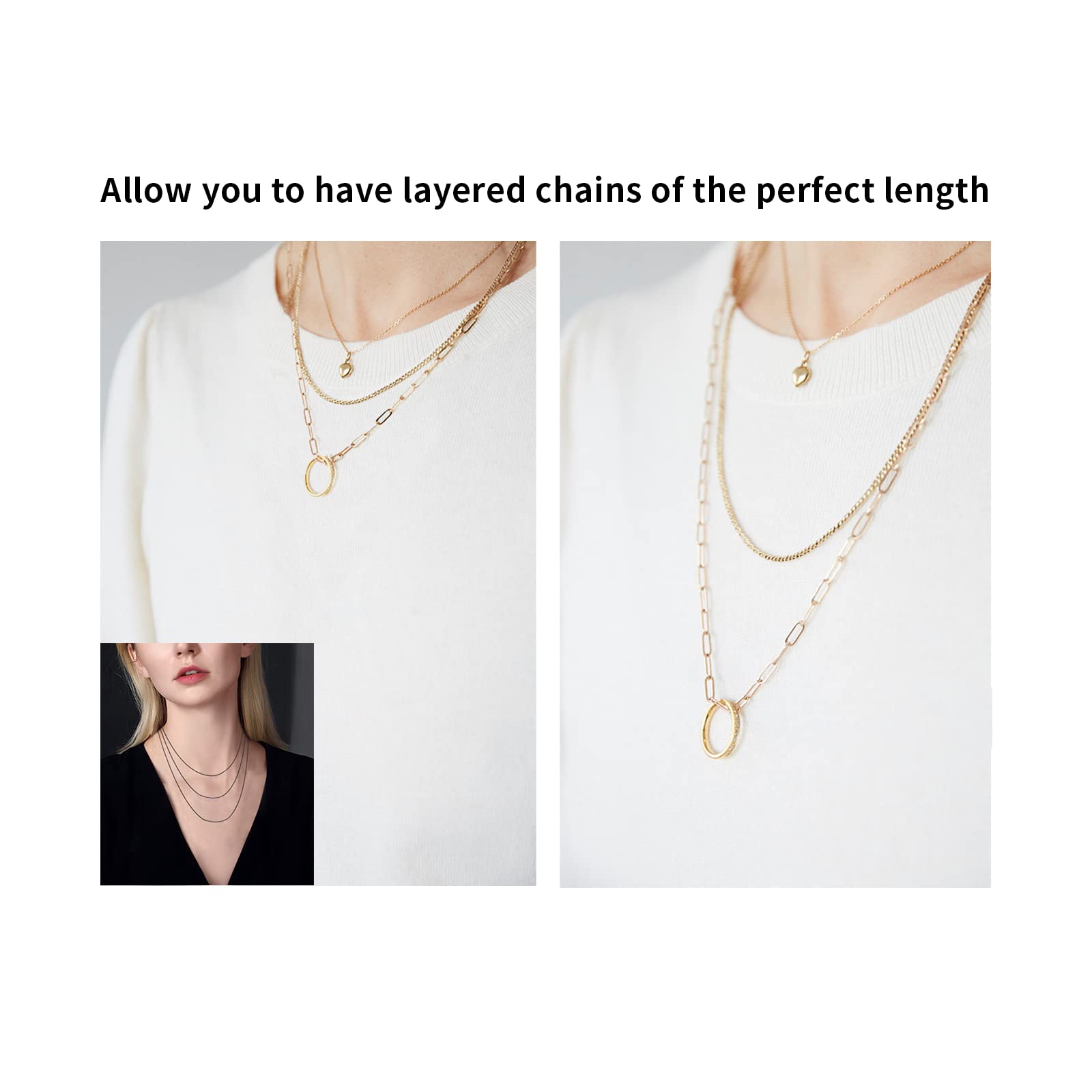 ADMITRY 925 Sterling Silver Necklace Extender,Durable Chain Extenders,Necklace Bracelet Anklet Jewelry Extension for Women (1 2 3 Inch)