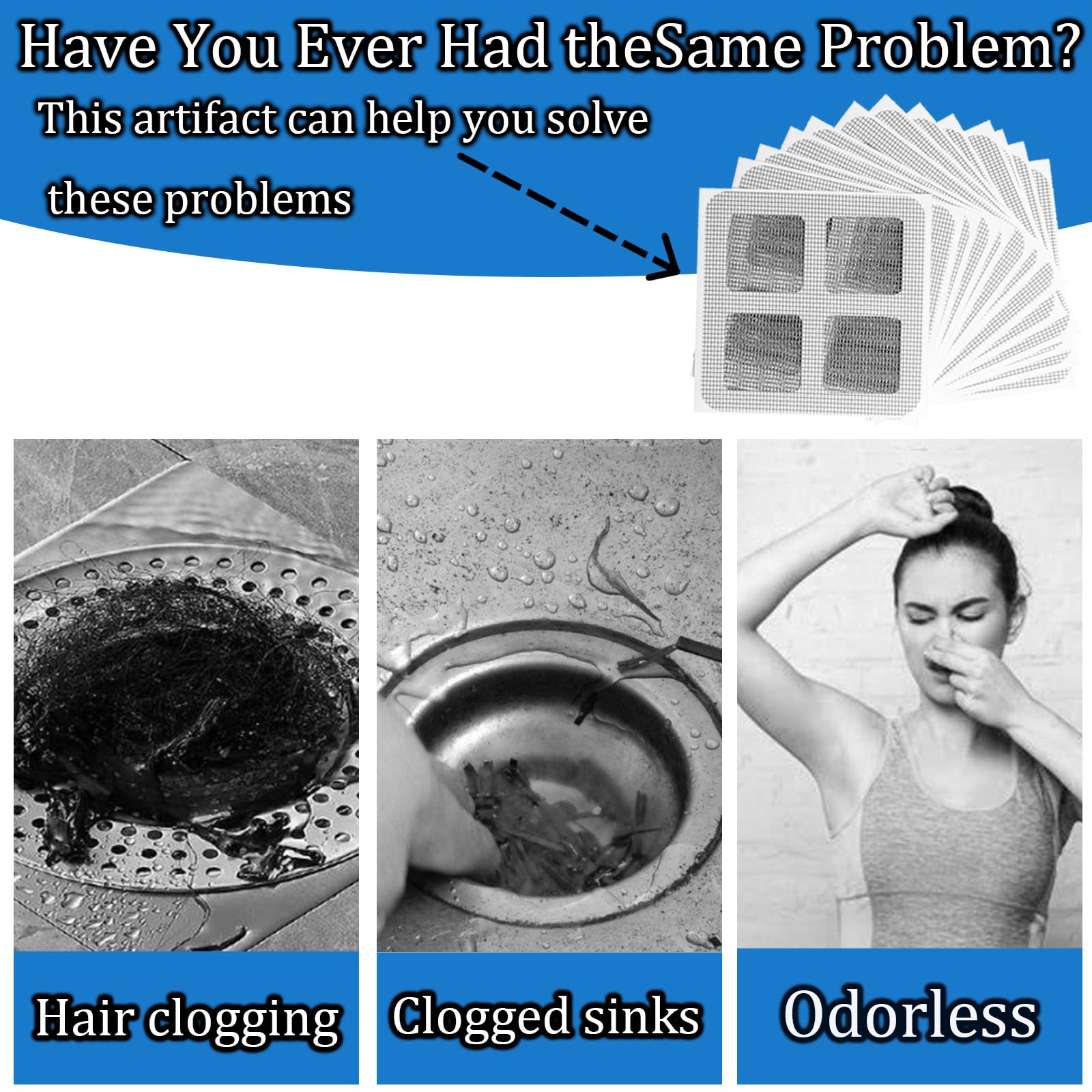 25PCS Shower Drain Hair Catcher, Bath Shower Drain Screen, Shower Drain Mesh Stickers, Disposable Mesh Sticker Catcher for Bathroom, Kitchen, Sink Sewer for Human and pet Hair