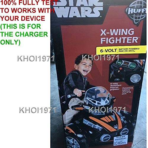 KHOI1971 8-FEET Wall Charger AC Adapter for Charging Black Orange-Trim 17066 17086 Huffy Star Wars X-Wing Fighter Ride On Motorcycle 6V-Volt Battery Charger AC Adapter NOT Created or Sold by Huffy