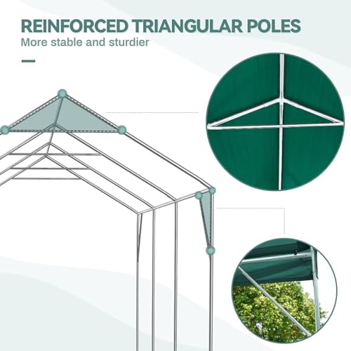ADVANCE OUTDOOR 10x20 ft Heavy Duty Carport with Window Sidewalls and Doors, Adjustable Height from 9.5 ft to 11 ft, Car Canopy Garage Party Tent Boat Shelter, Green