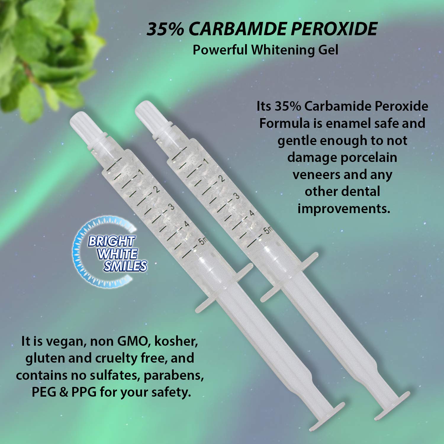 Bright White Smiles Teeth Whitening Kit | LED Light Activated Teeth Whitener | With 2x 5ml 35% Carbamide Peroxide Gel Syringes | Comfort Fit Mouth Tray & Case | For Home Use | Professional Results
