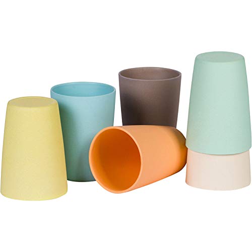 Miracle Bean X Kids Bamboo Fibre Drinking Cups, (Set of 6) for Milk, Juice, Water, Non Toxic, Biodegradable, Eco Friendly 8oz
