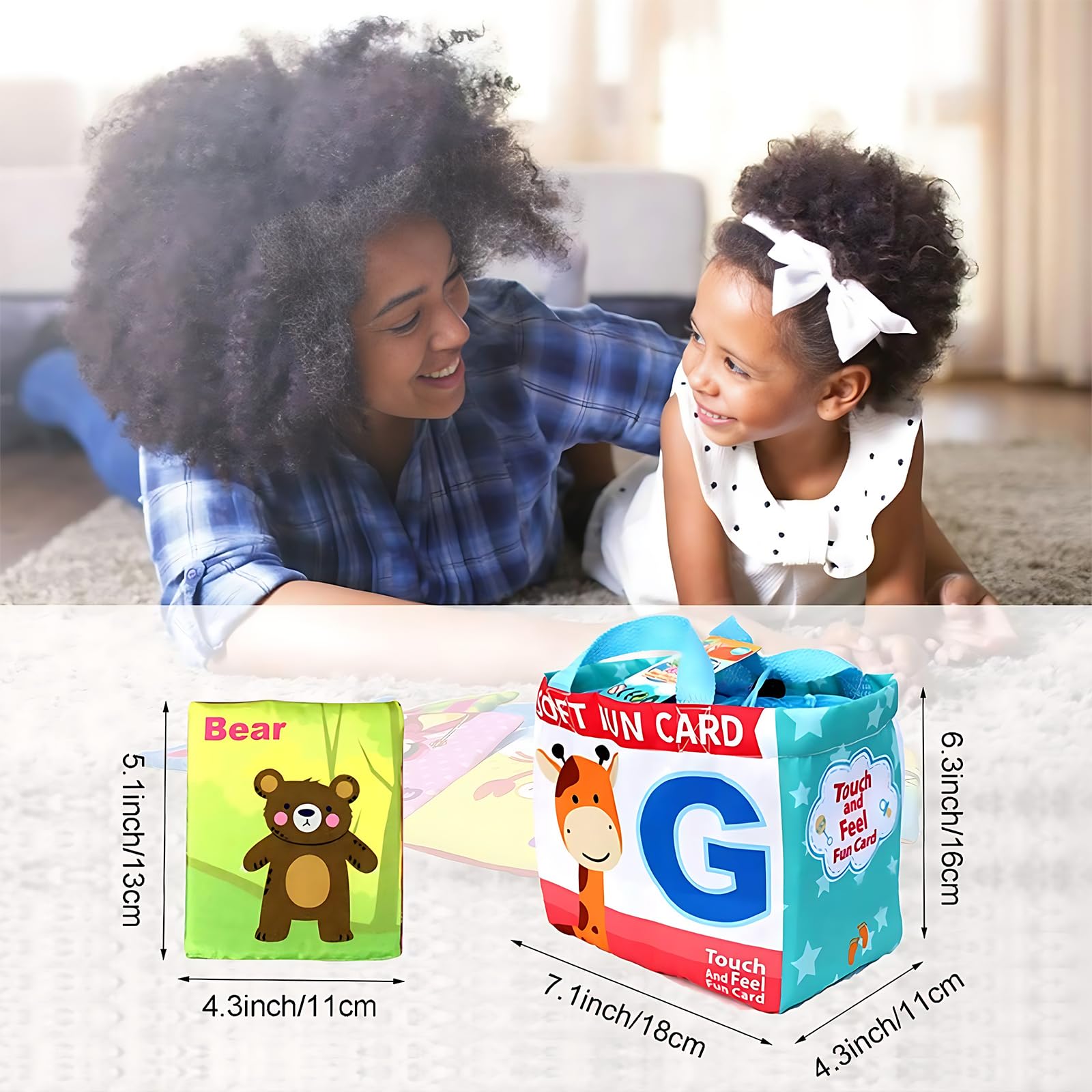 Adpartner Baby Soft Alphabet Cards Toy, 26Pcs ABC Learning Flash Cards with Drawstring Storage Bag, Washable Cloth Letter Cards Early Educational Toys for 0 1 2 3 Years Old Babies Infants Toddlers