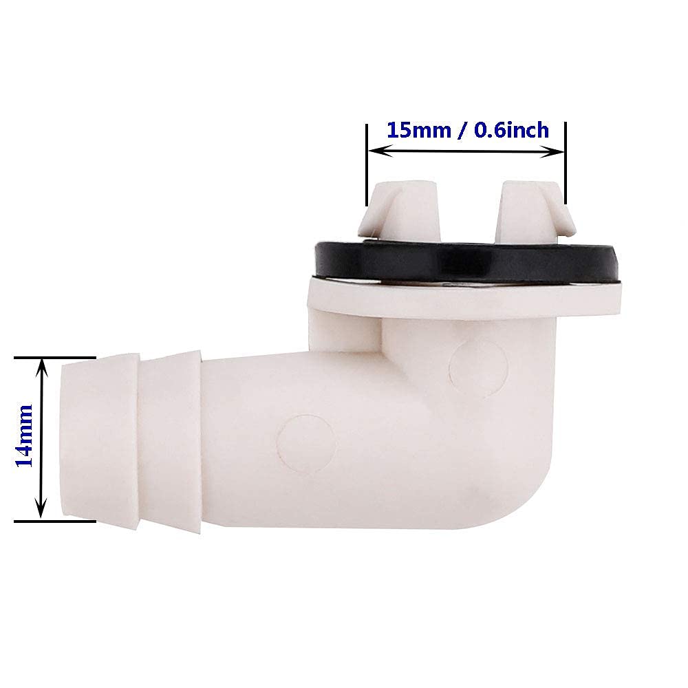 5 Pack 15 mm AC Drain Hose Adapter with Rubber Ring for Midea Mini-Split and Window AC Unit. Universal Drain Hose Connector Elbow Fitting Compatible with Electrolux Frigidaire Room Air Conditioner