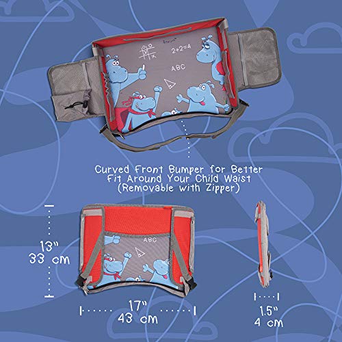 Hippococo Kids Travel Tray: Premium Portable Activity Organizer, Non-Flimsy, Padded Base, Large Storage Pocket, Sturdy Walls, Waterproof, Tablet Holder, Universal Fit - Car Seats, Strollers & Airplane