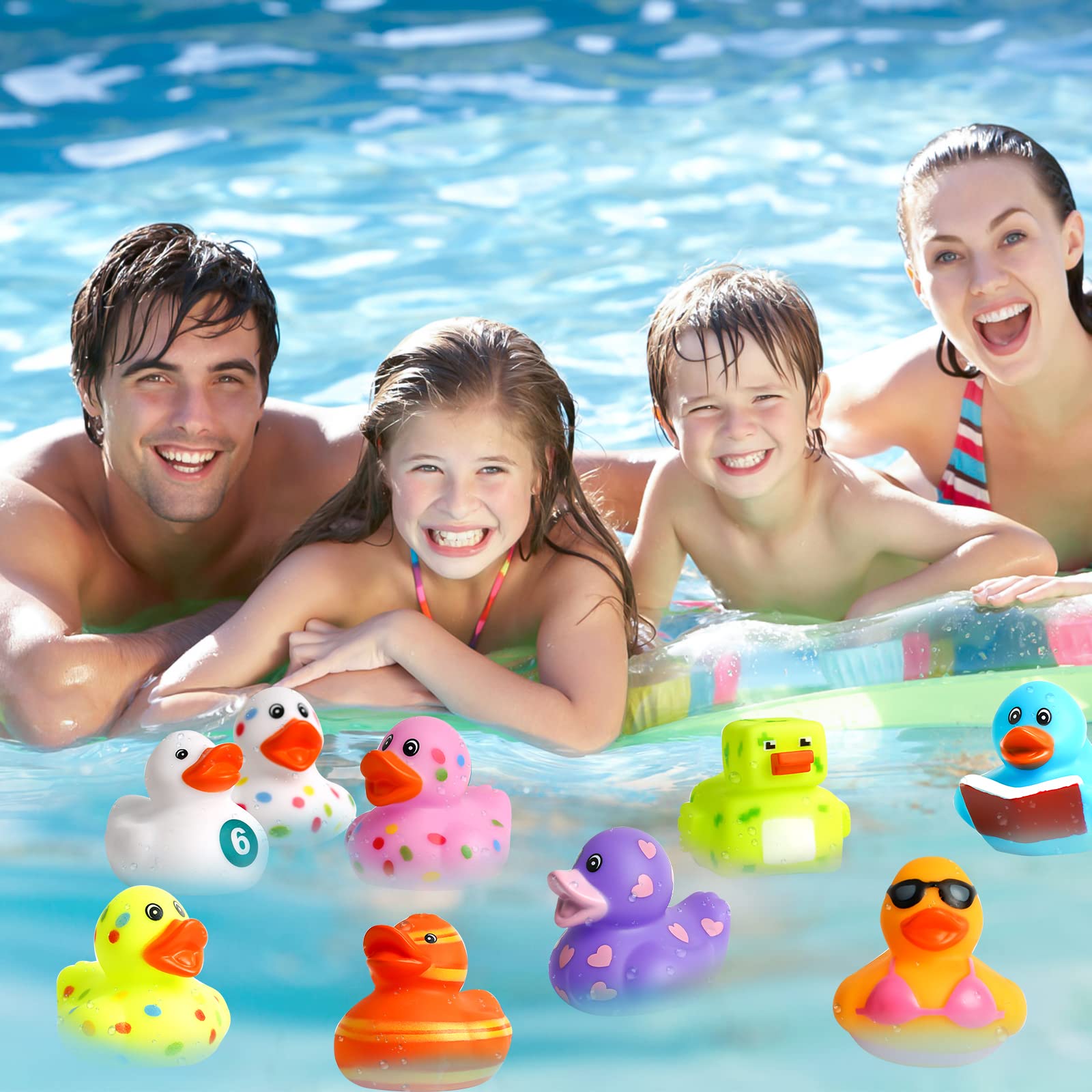30 Pack Rubber Ducks in Bulk,BOZILY Rubber Ducks Jeep Ducking Jeep Ducks for Ducking Assorted Rubber Ducks Bulk Shower Swimming Bath Toy(30 Pack)