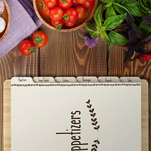Bamboo Recipe Book Binder (3 Ring) - Includes 25 Plastic (8.5" x 11") Left Loading Sleeves (Holds 50 Recipe Cards) - 50 (4"x6") Double Sided Recipe Cards - 6 Index/Recipe Dividers