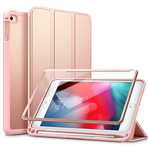 SURITCH Case for iPad Mini 4/iPad Mini 5,ćBuilt in Screen ProtectorććAuto Sleep/WakeććPencil Holderć Lightweight Leather Case Flip Cover with Stand for iPad Mini 4/Mini 5 7.9"(Rose Gold)