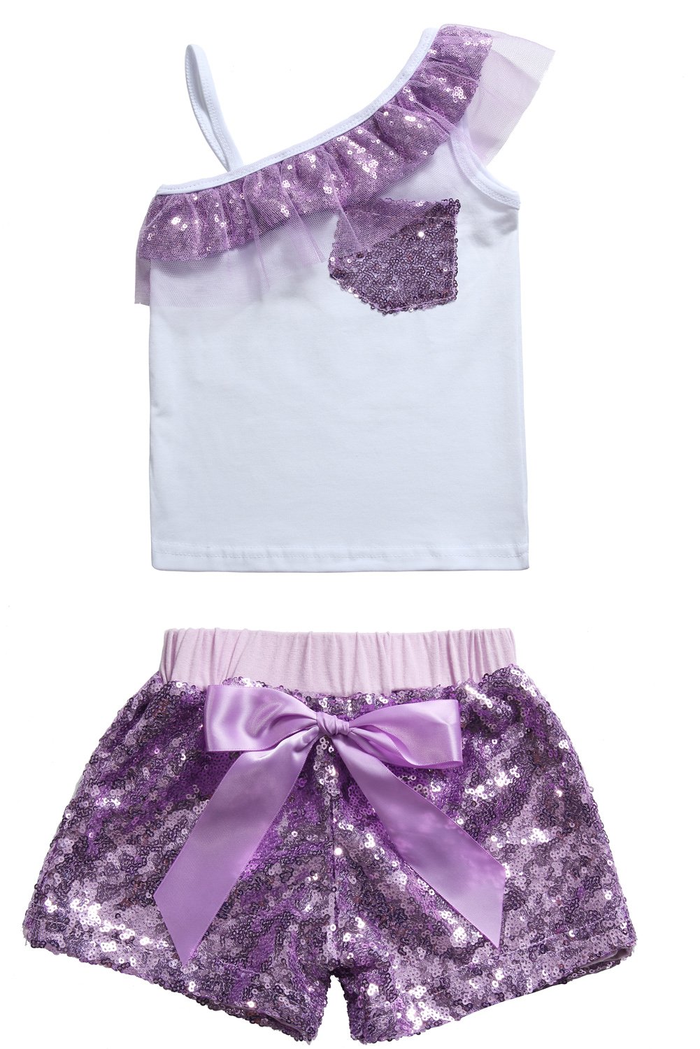 Cilucu Baby Girls Shorts Toddler Sequin Shorts Sparkles on Both Sides Purple 3T